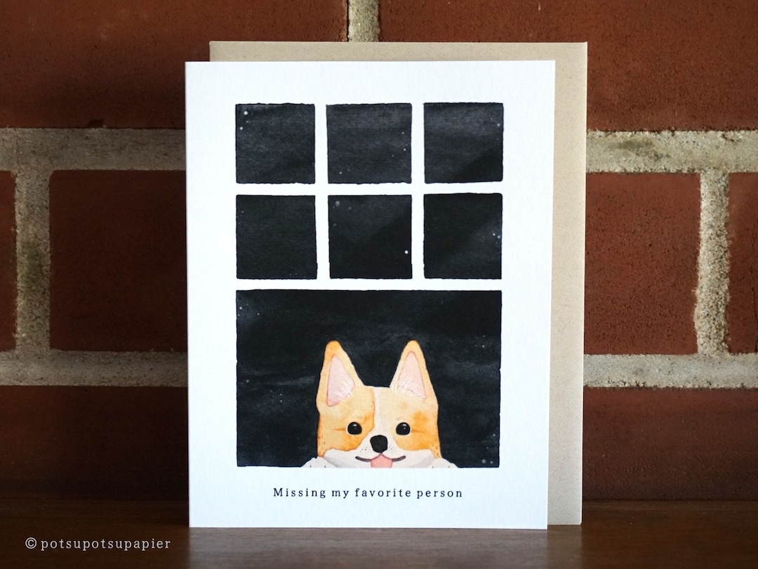 Missing You Corgi Card, Dog Themed Thinking of You Card for Friends and ...