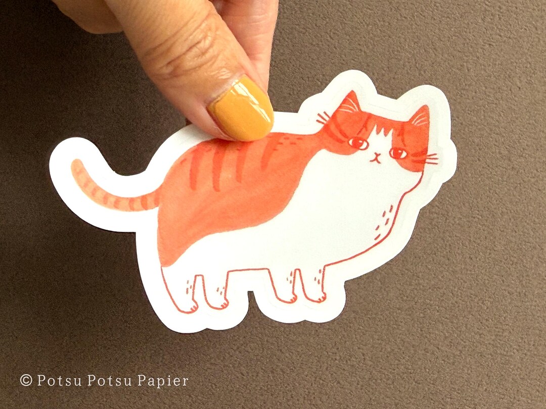 Cute Orange Cat Sticker; for Your Laptop, Phone, Water Bottle, and ...