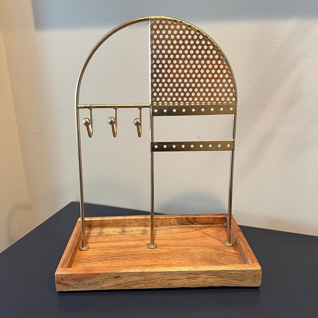 Wood and Gold Jewelry Stand - Etsy