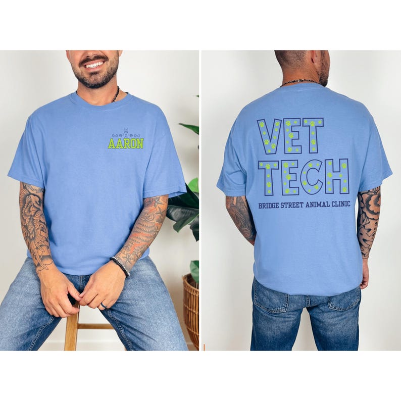 Personalized Vet Tech Comfort Colors Shirt for Veterinary Technician ...