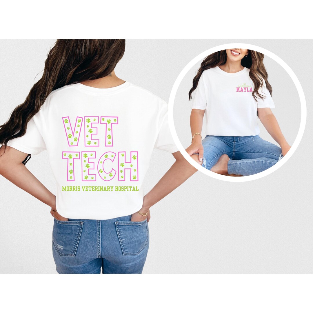 Personalized Vet Tech Comfort Colors Shirt for Veterinary Technician ...
