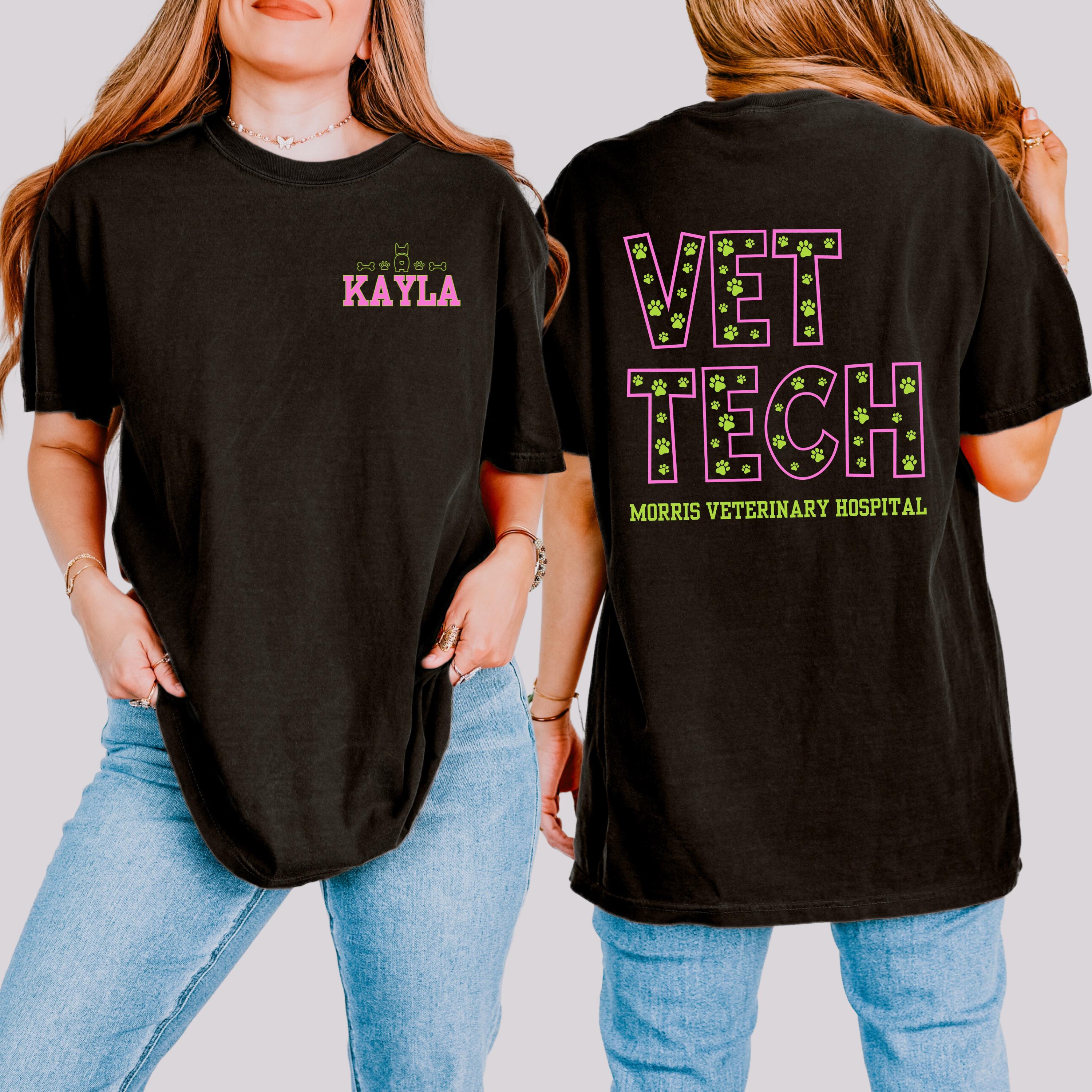 Personalized Vet Tech Comfort Colors Shirt for Veterinary Technician ...