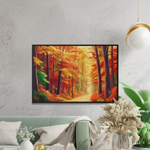 Autumn Forest Path Digital Artwork, Instant Download, Fall Trees ...