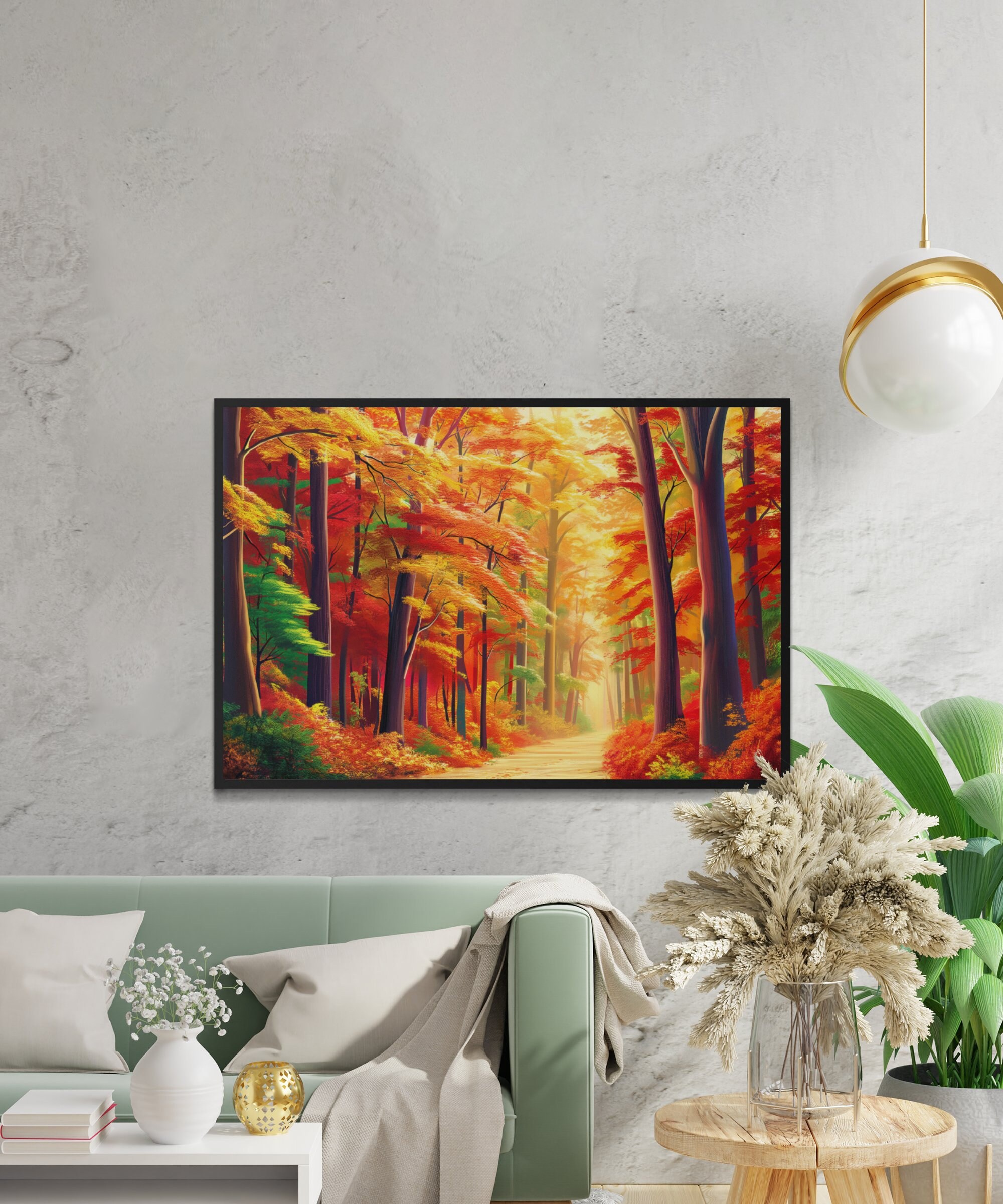 Autumn Forest Path Digital Artwork, Instant Download, Fall Trees ...