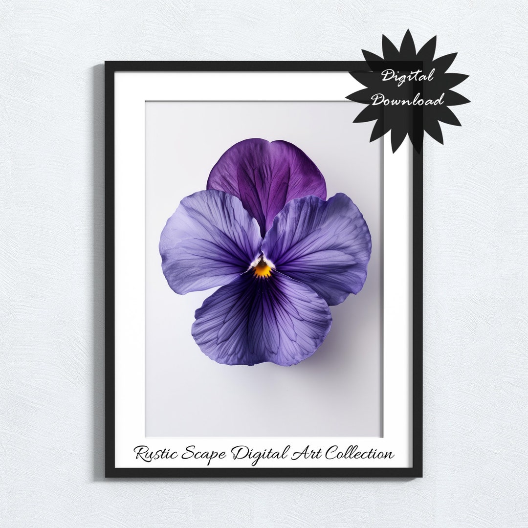 Violet Pansy Flower Printable Art, February Birth Month, Instant ...