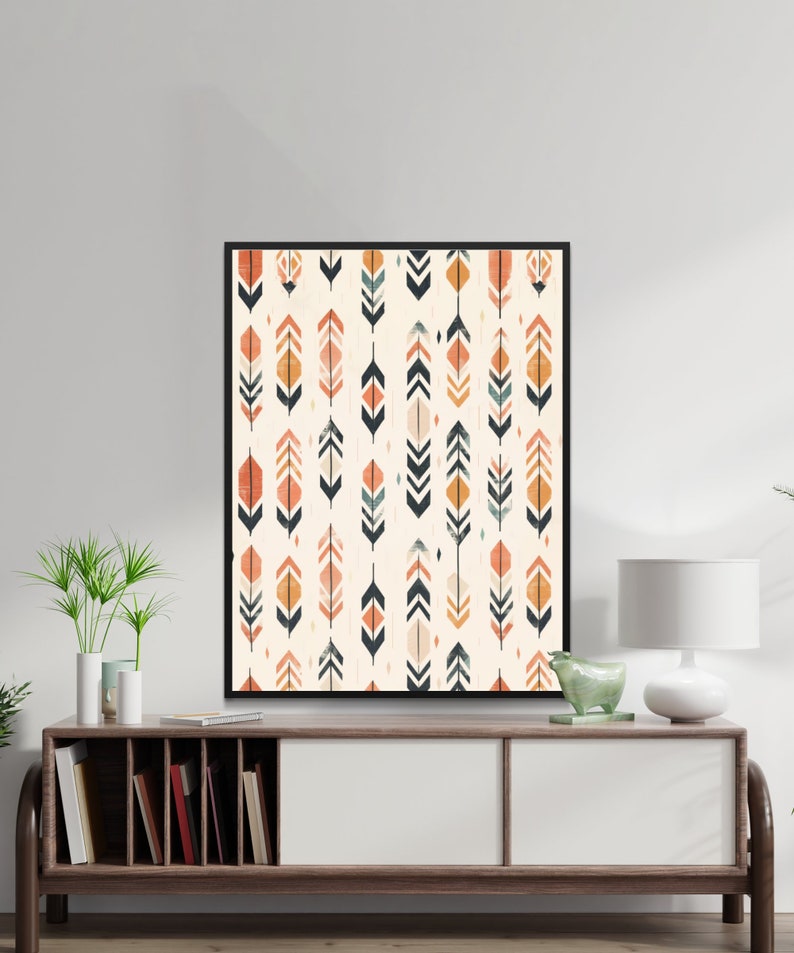 BOHO Art Print, Instant Digital Download, Print at Home Art, Geometric Arrow Pattern, Modern ...