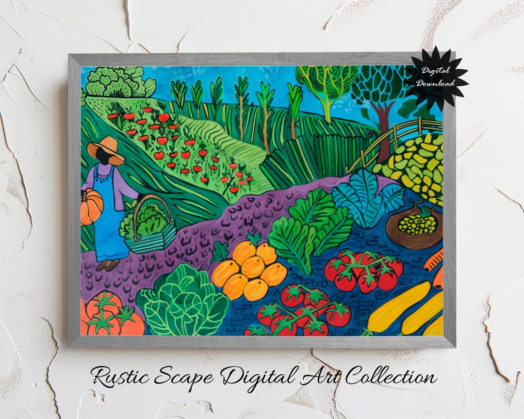 Colorful Farm Landscape Digital Art Print - Etsy