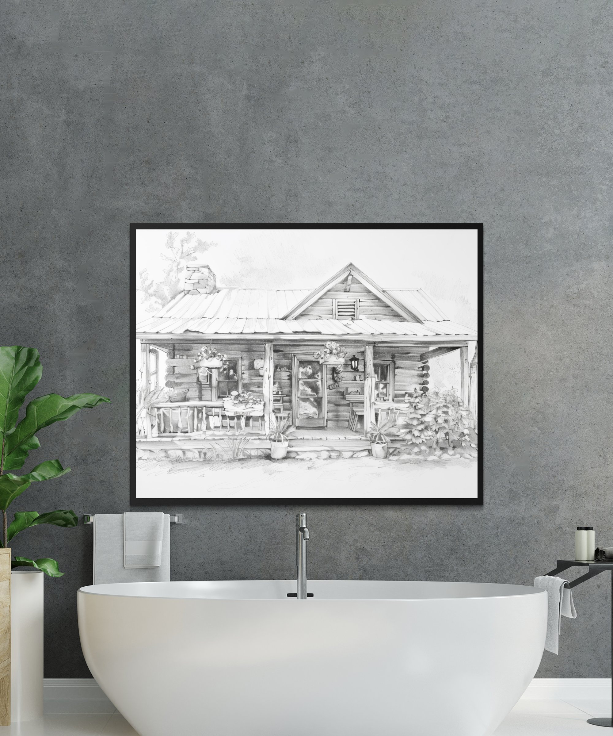 Rustic Cabin Art Print, Digital Download, Cottagecore Home Decor ...