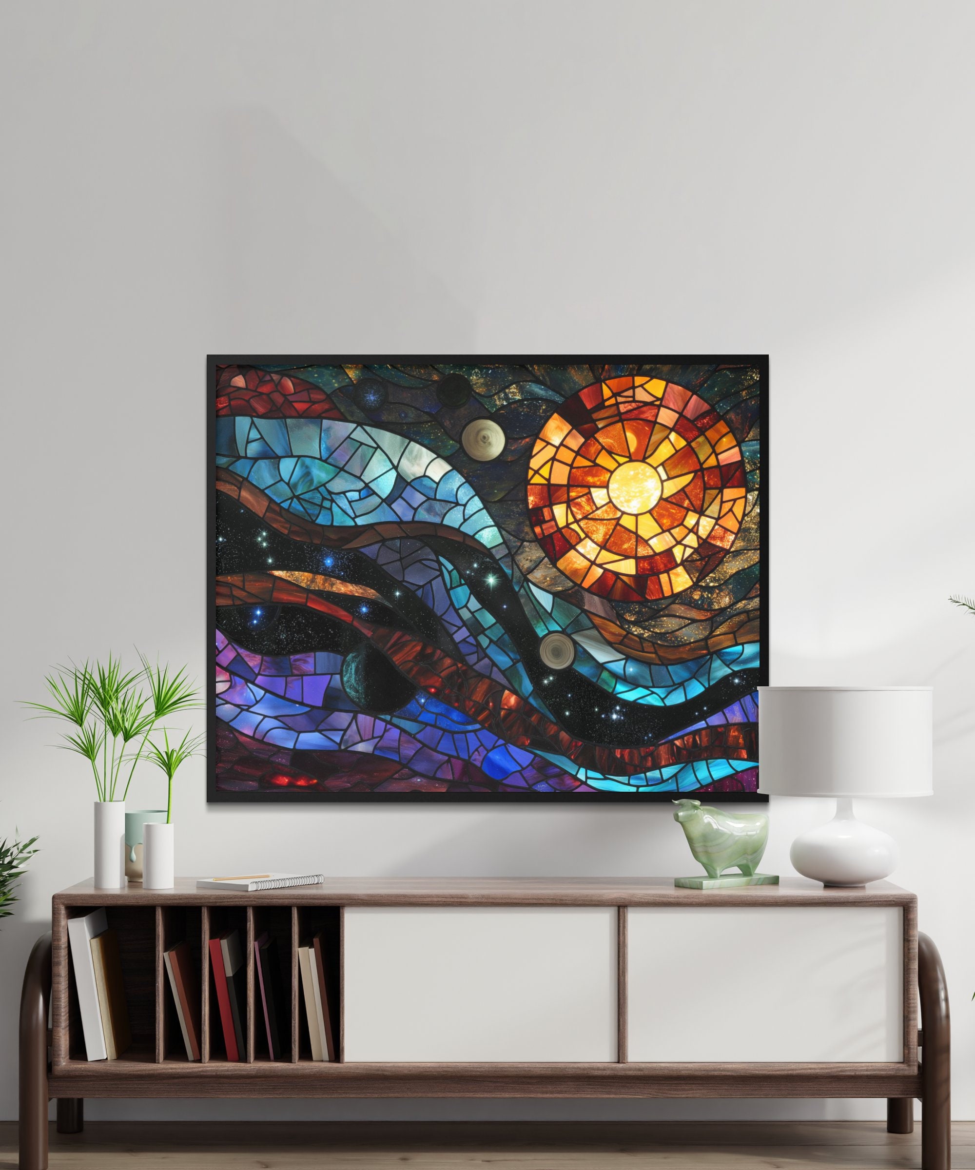 Stained Glass Cosmic Art Digital Download, Large Printable Wall Art ...