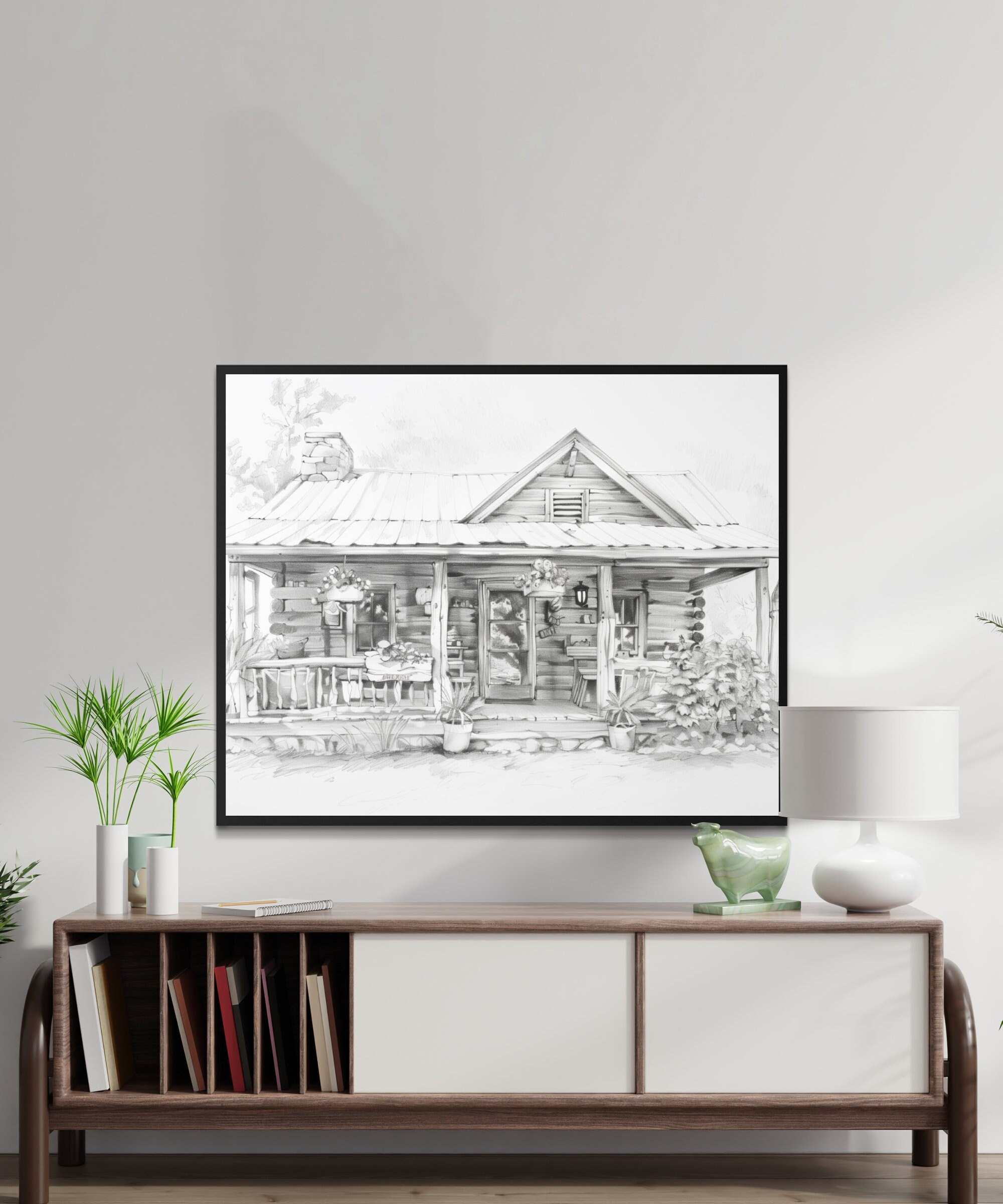 Rustic Cabin Art Print, Digital Download, Cottagecore Home Decor ...
