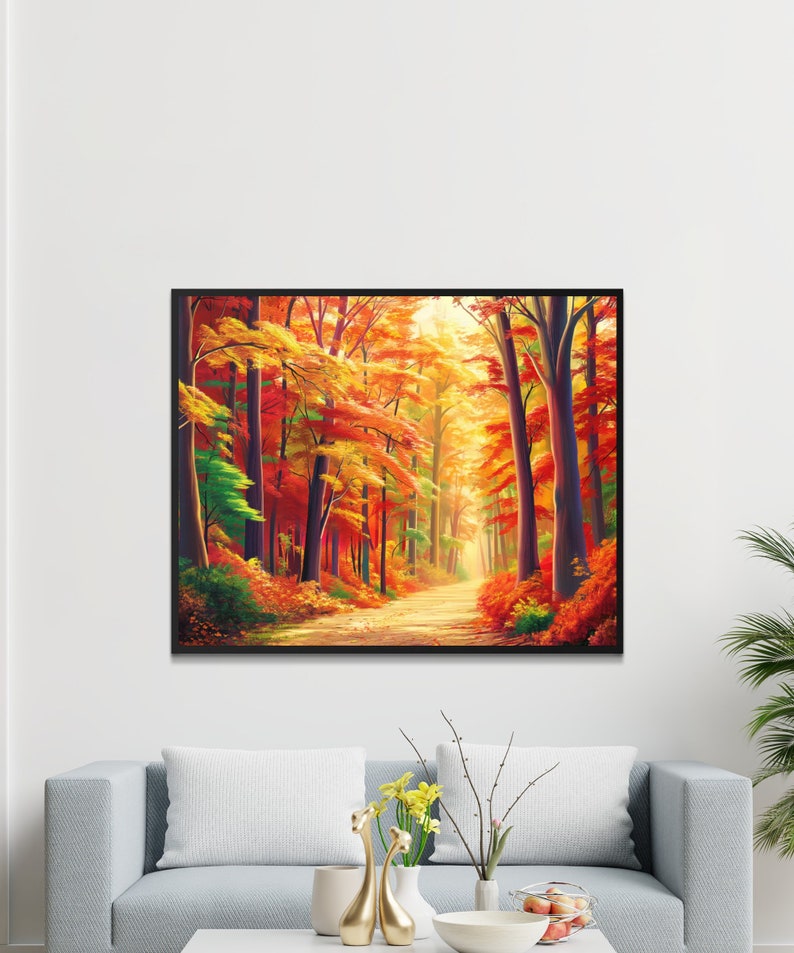 Autumn Forest Path Digital Artwork, Instant Download, Fall Trees ...