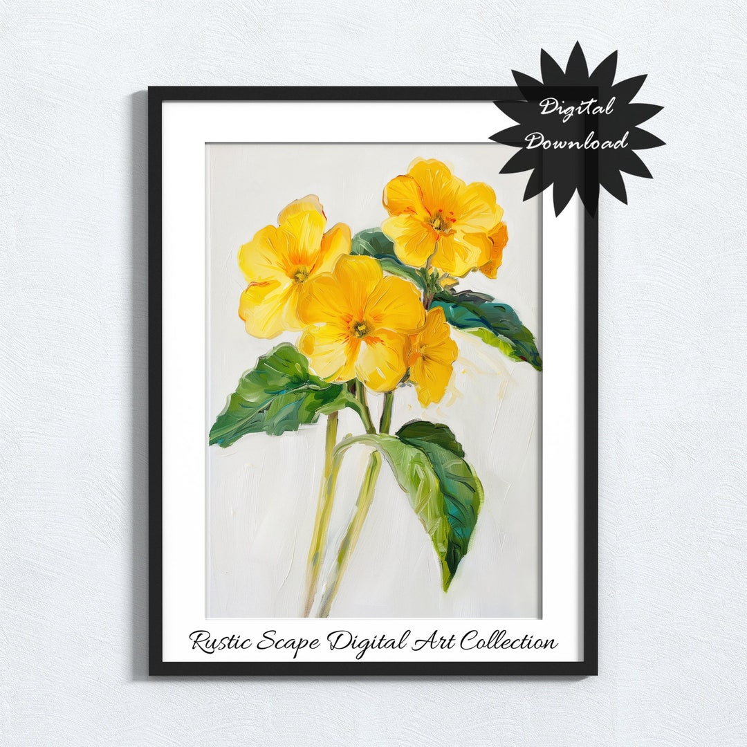 Primrose Flower Wall Art, Yellow February Birth Flower, Printable ...