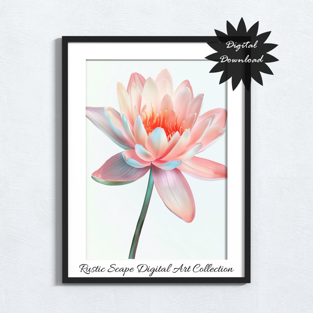 Water Lily Printable Art, July Birth Month Flower, Instant Download ...