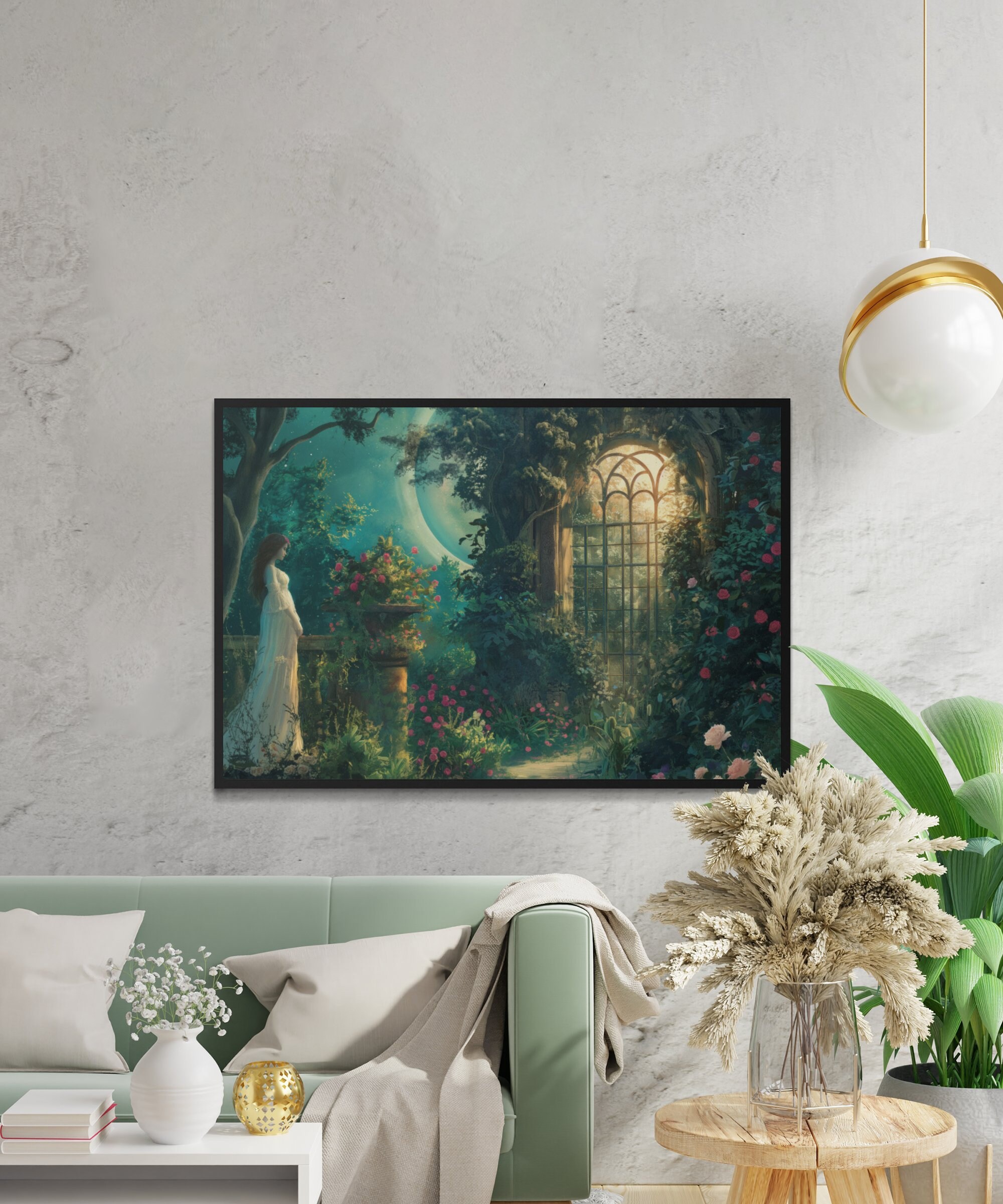 Enchanted Garden Moonlight Scene, Digital Art Download, Printable ...