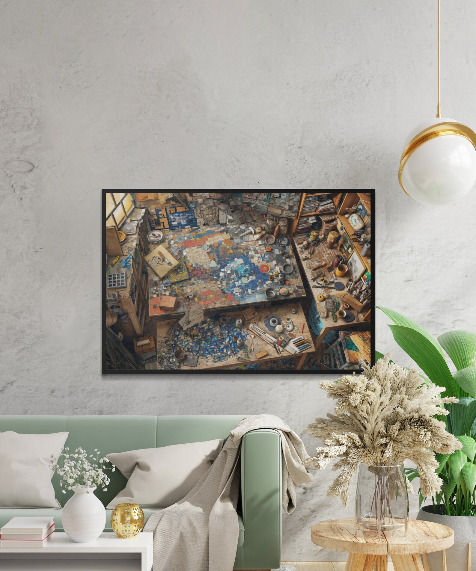 Intricate Artist Studio Digital Print, Colorful Creative Chaos Artwork ...