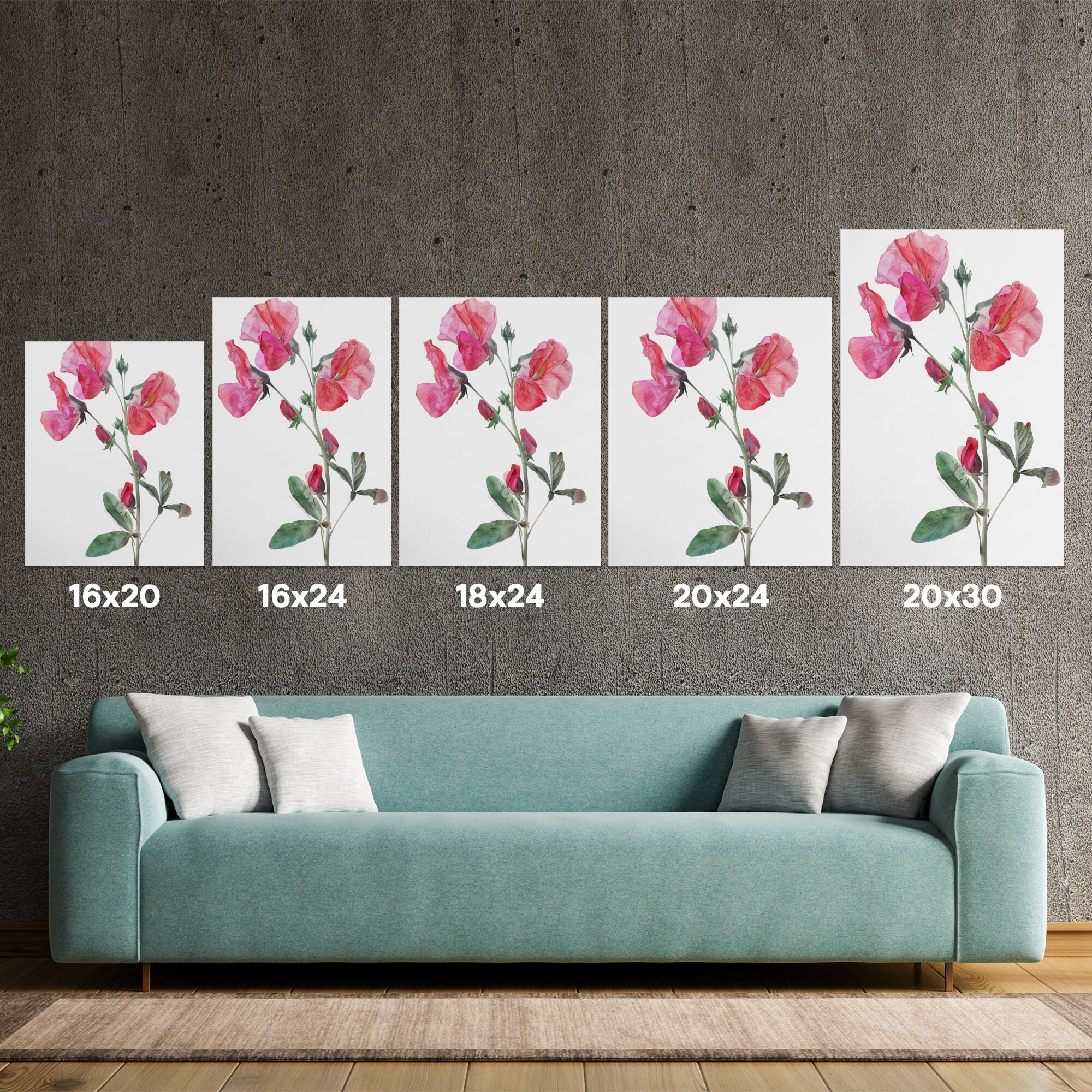 Sweet Pea Printable Art, April Birth Month Flower, Beautiful Floral ...