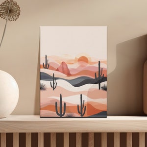 Boho Desert Sunset Wall Art, Printable Cactus Landscape Decor ...