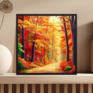 Autumn Forest Path Digital Artwork, Instant Download, Fall Trees ...