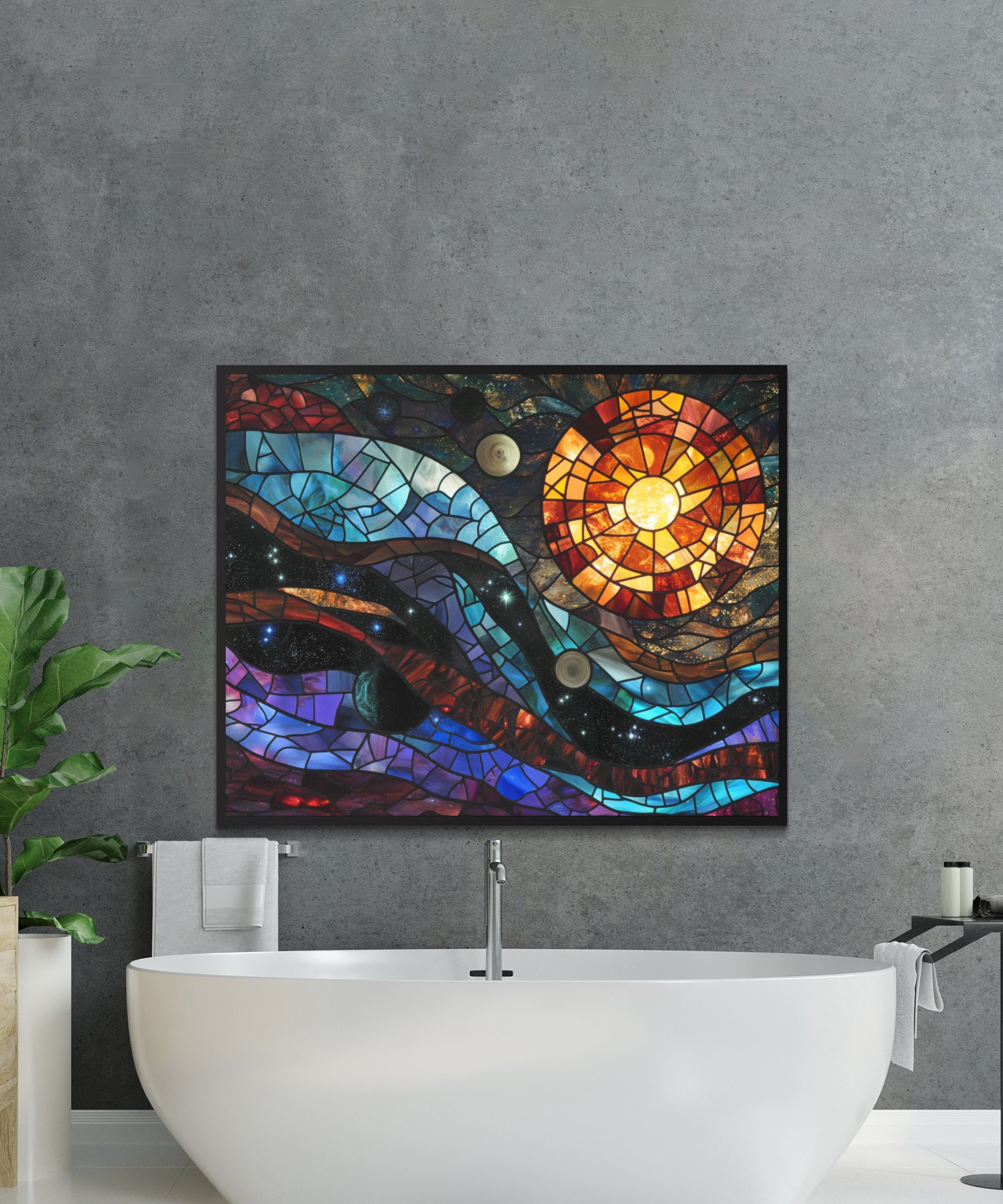 Stained Glass Cosmic Art Digital Download, Large Printable Wall Art ...