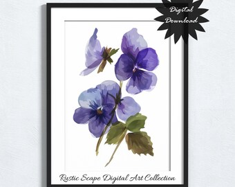 Botanical Sketch Printable Digital Download Violet February Flower ...
