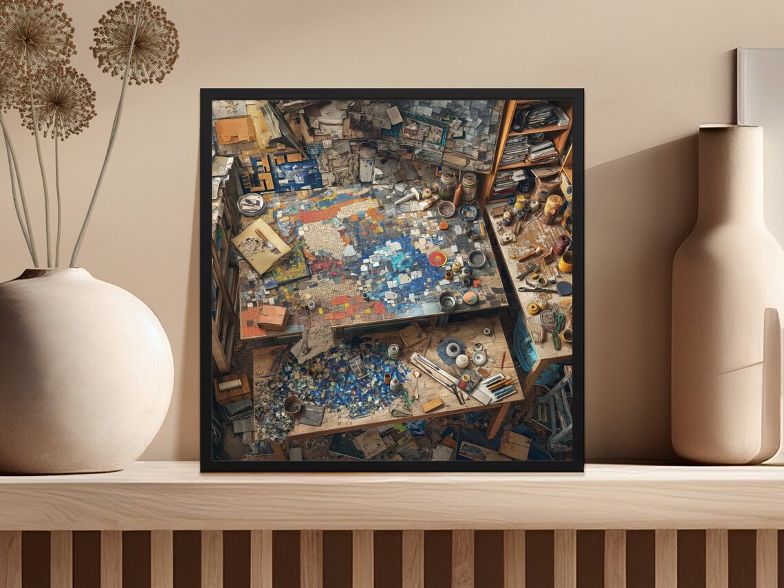 Intricate Artist Studio Digital Print, Colorful Creative Chaos Artwork ...