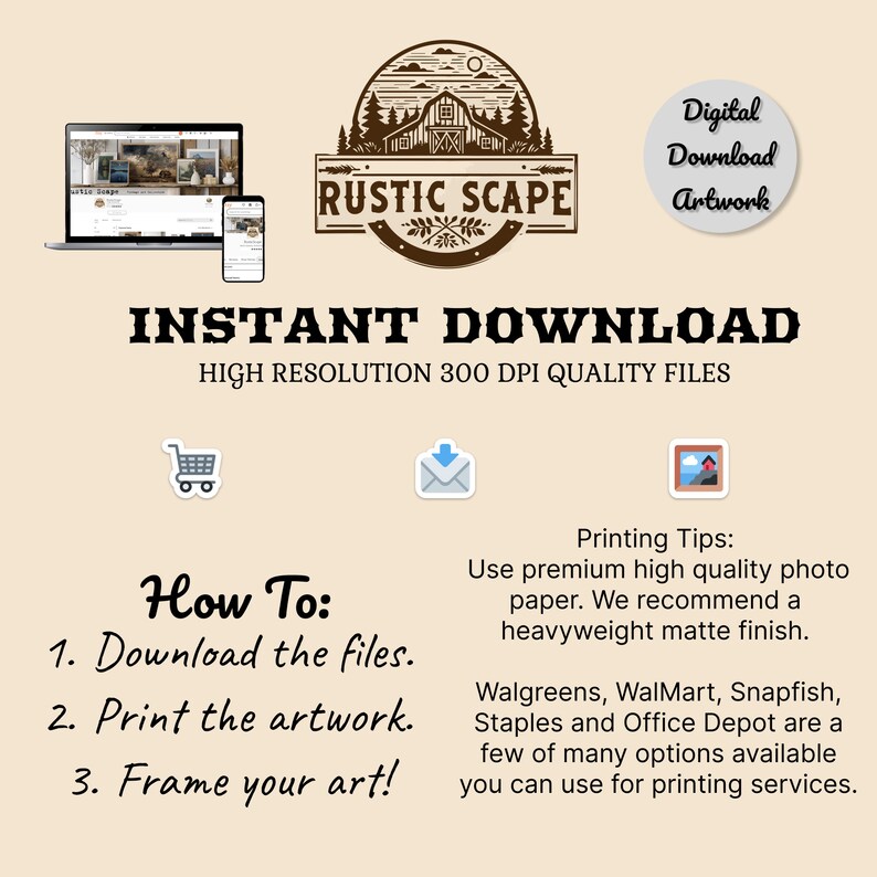 Boho Desert Sunset Wall Art, Printable Cactus Landscape Decor ...