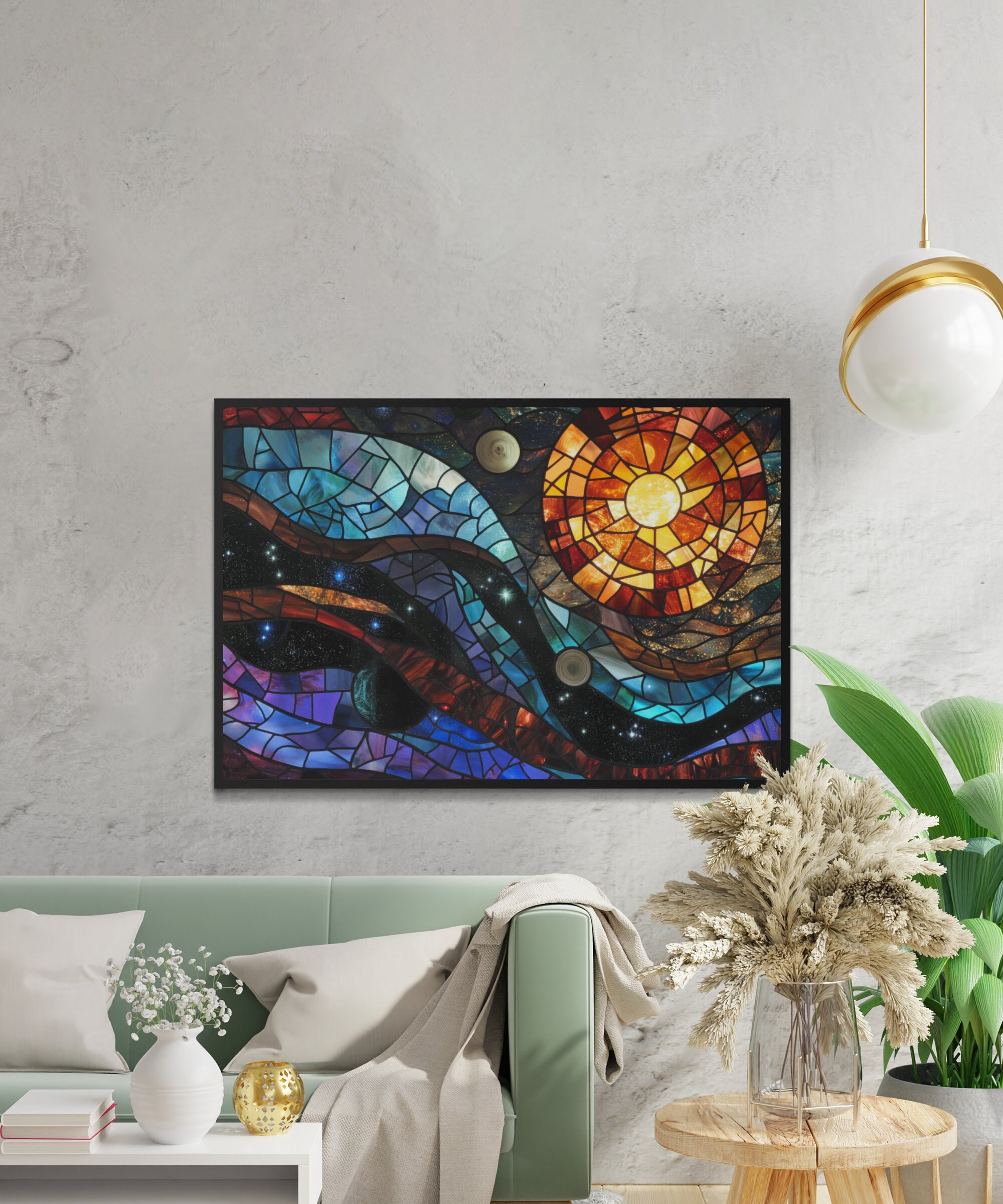 Stained Glass Cosmic Art Digital Download, Large Printable Wall Art ...