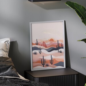 Boho Desert Sunset Wall Art, Printable Cactus Landscape Decor ...