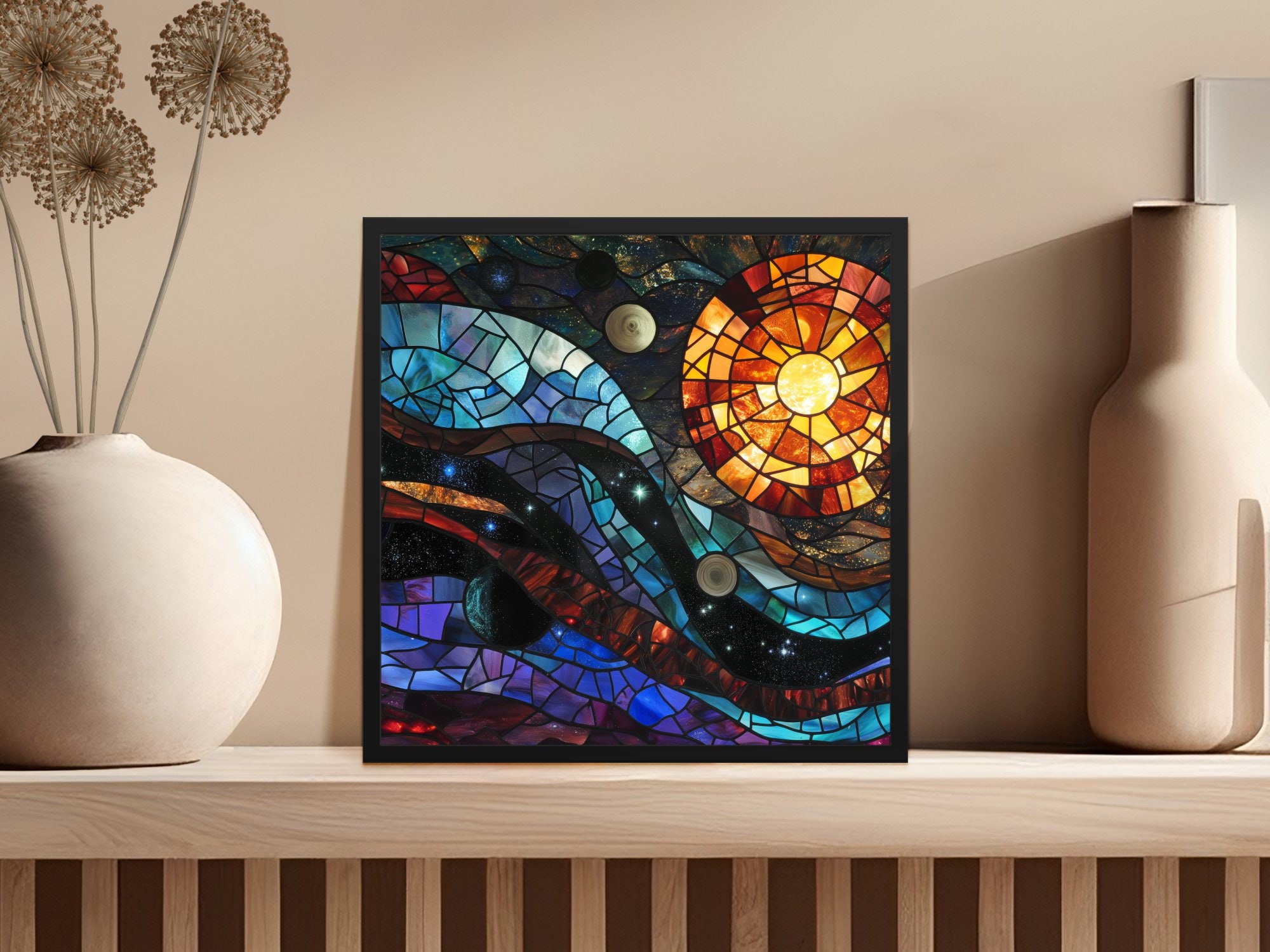 Stained Glass Cosmic Art Digital Download, Large Printable Wall Art ...