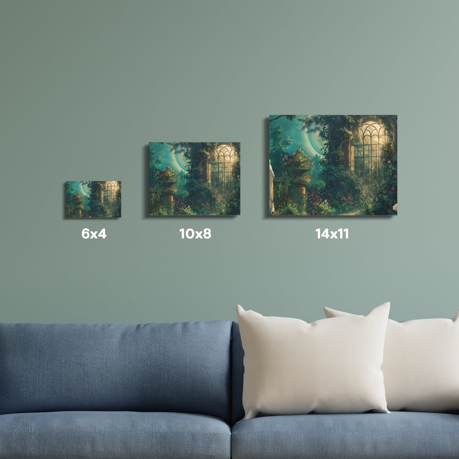 Enchanted Garden Moonlight Scene, Digital Art Download, Printable ...
