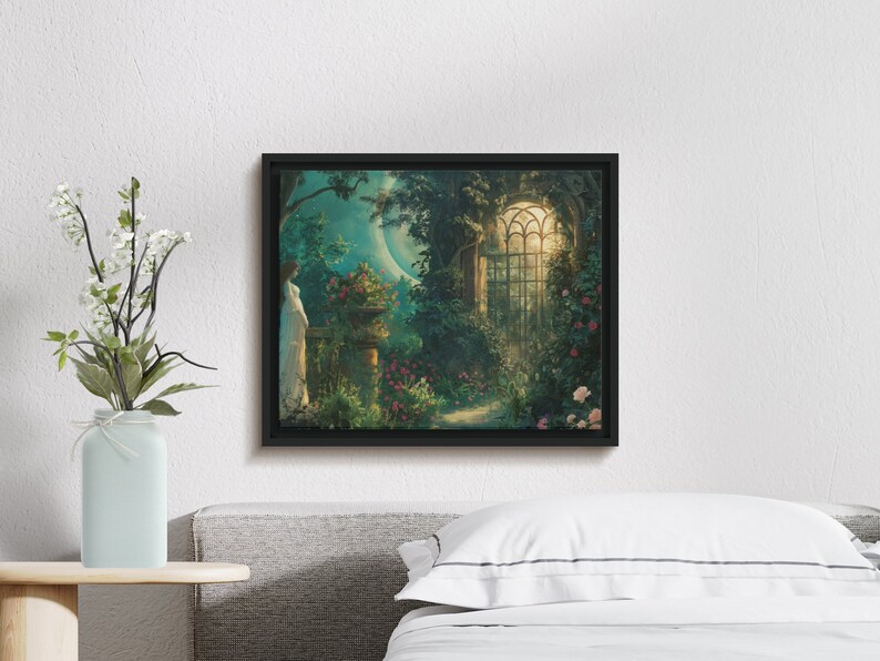Enchanted Garden Moonlight Scene, Digital Art Download, Printable ...