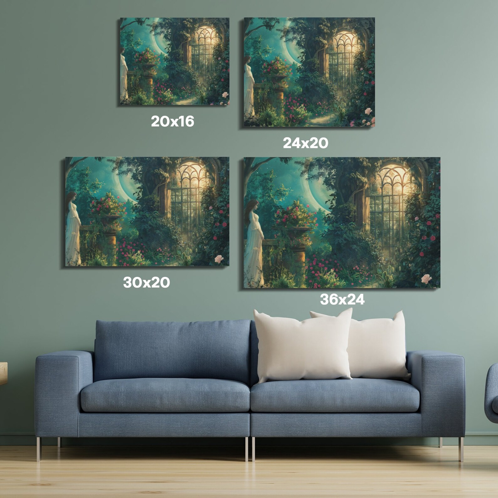 Enchanted Garden Moonlight Scene, Digital Art Download, Printable ...