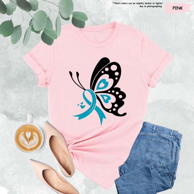 Butterfly Cervical Cancer Shirt, Cervical Cancer Gift Women, Cervical ...