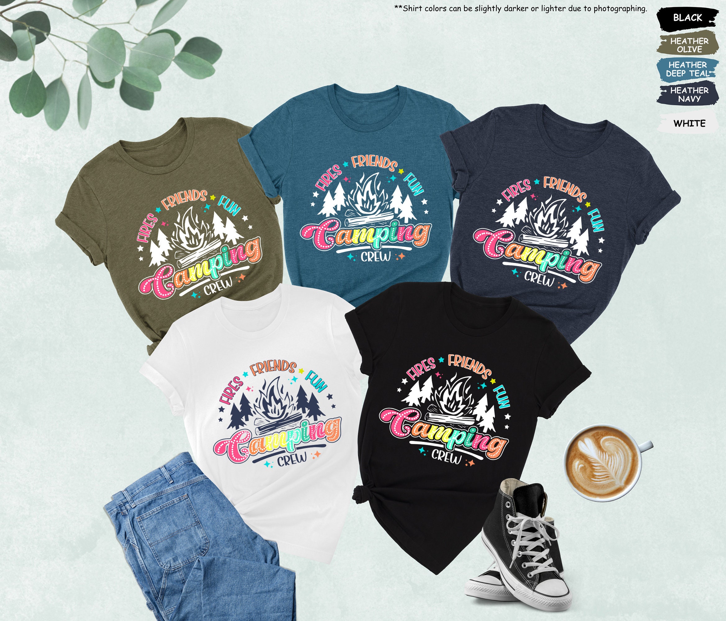 Camping Crew Shirts, Fires Friends Fun Camping Crew Shirts, Camping ...
