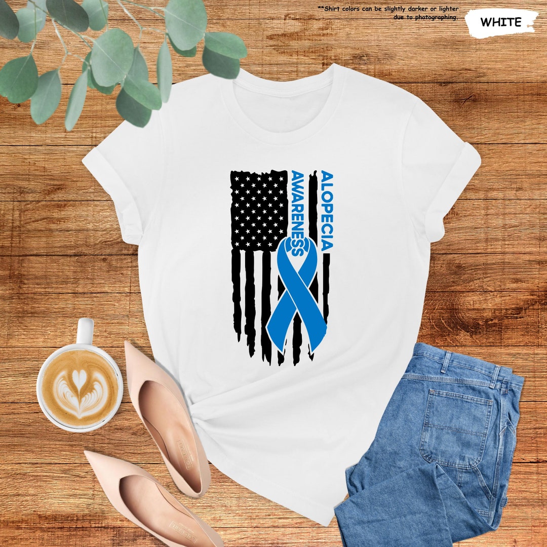 Alopecia Awareness Shirt, Alopecia Blue Ribbon Shirt, Alopecia Shirt ...