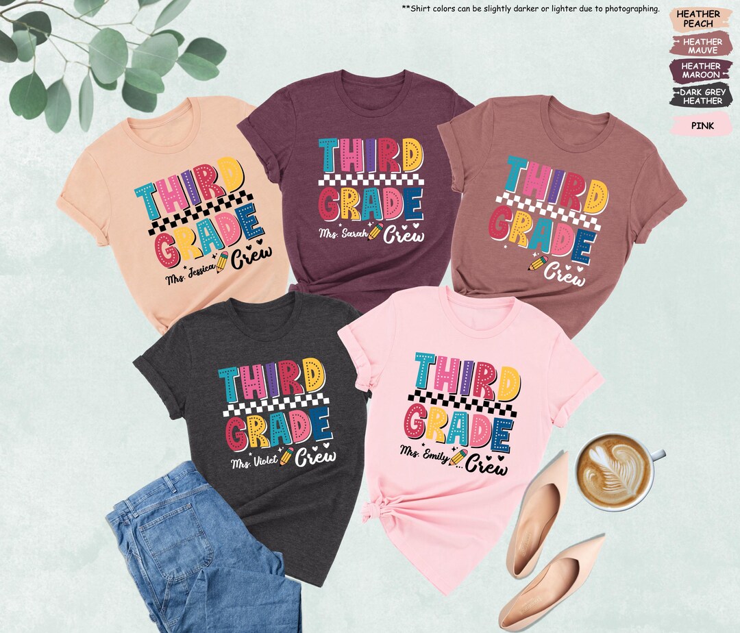 3rd Grade Shirt, Custom Teacher Name Shirt, 3rd Grade Crew Teacher ...