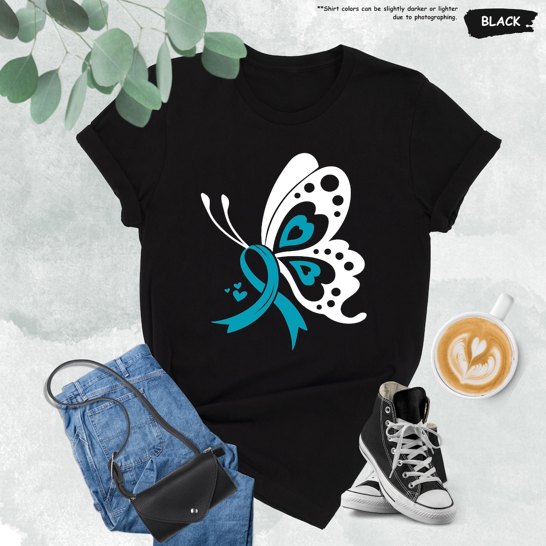 Butterfly Cervical Cancer Shirt, Cervical Cancer Gift Women, Cervical ...