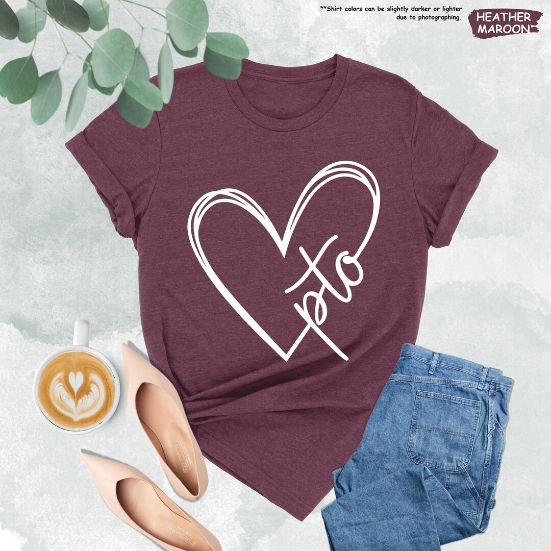 PTO Heart Shirt, PTO Shirt, Parent Teacher Organization,pto Gifts,pto ...