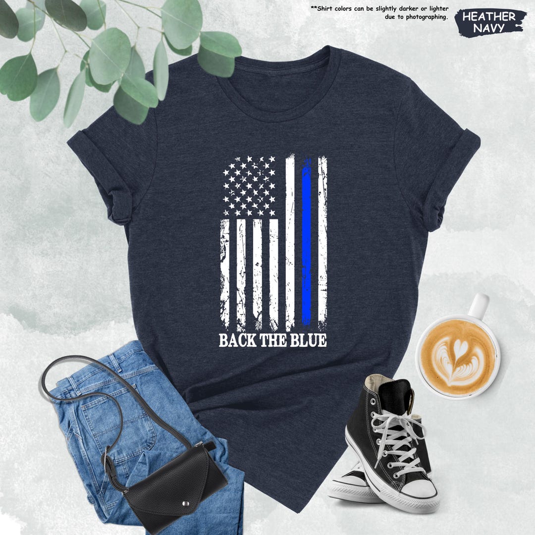 Black the Blue Shirt, Police Officer Shirt, Thin Blue Line Police Flag ...