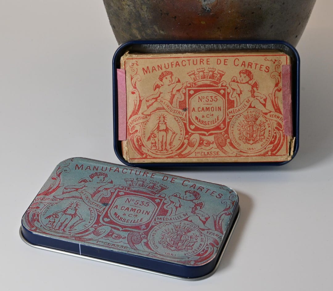 Card Game, Rummy, Bridge, Canasta, in Metal Tin, Belgian-genoese ...