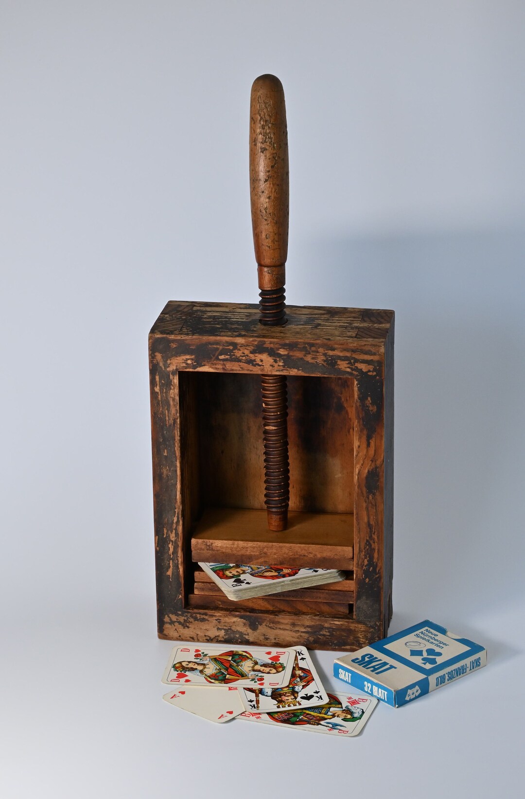Playing Card Press, Wood, With Wooden Spindle, 1920s - Etsy