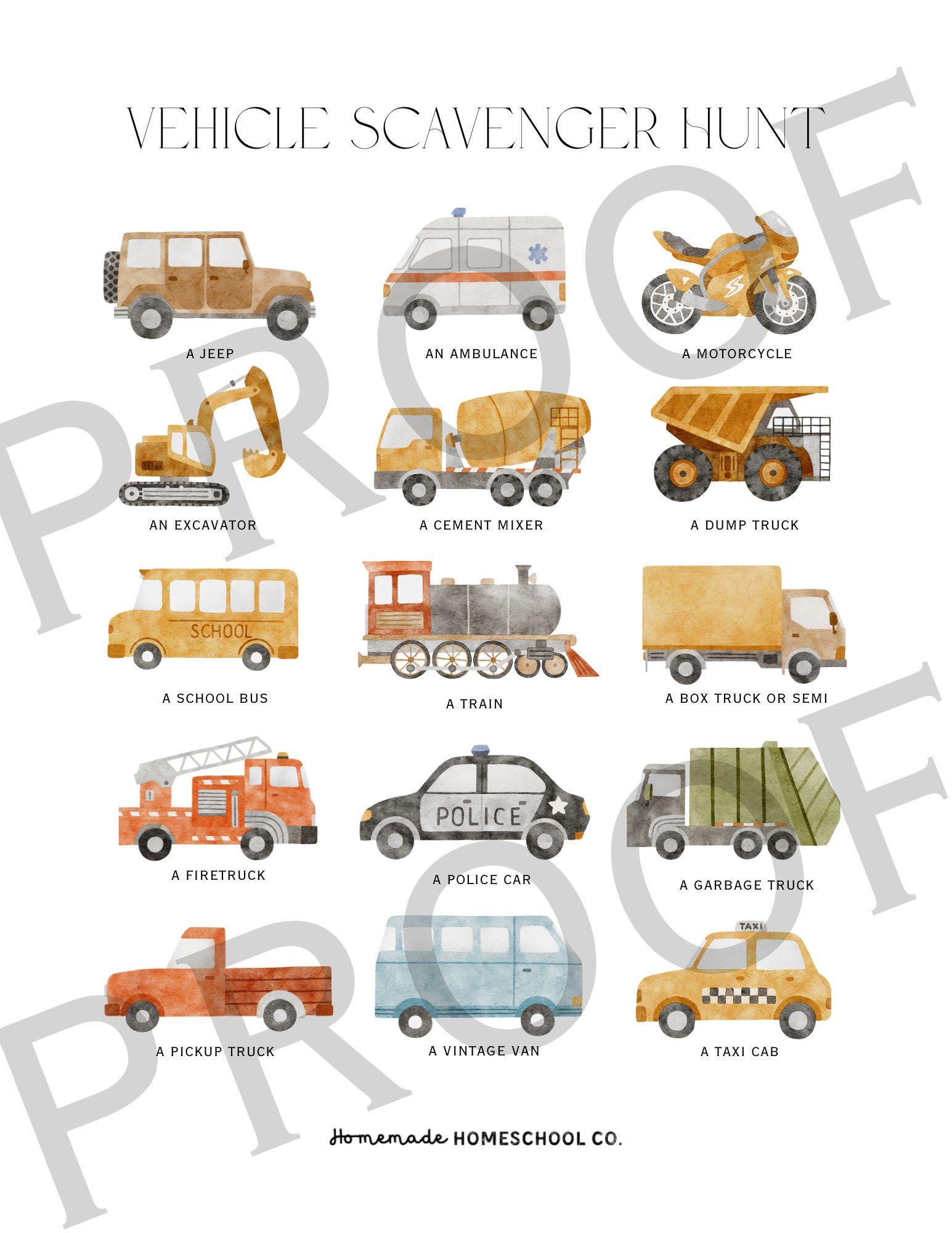 Vehicle Scavenger Hunt Printable - Etsy