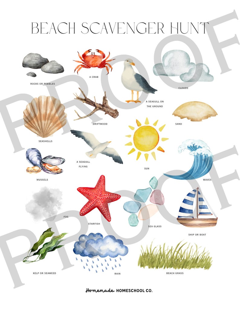 Beach Scavenger Hunt Printable - Etsy