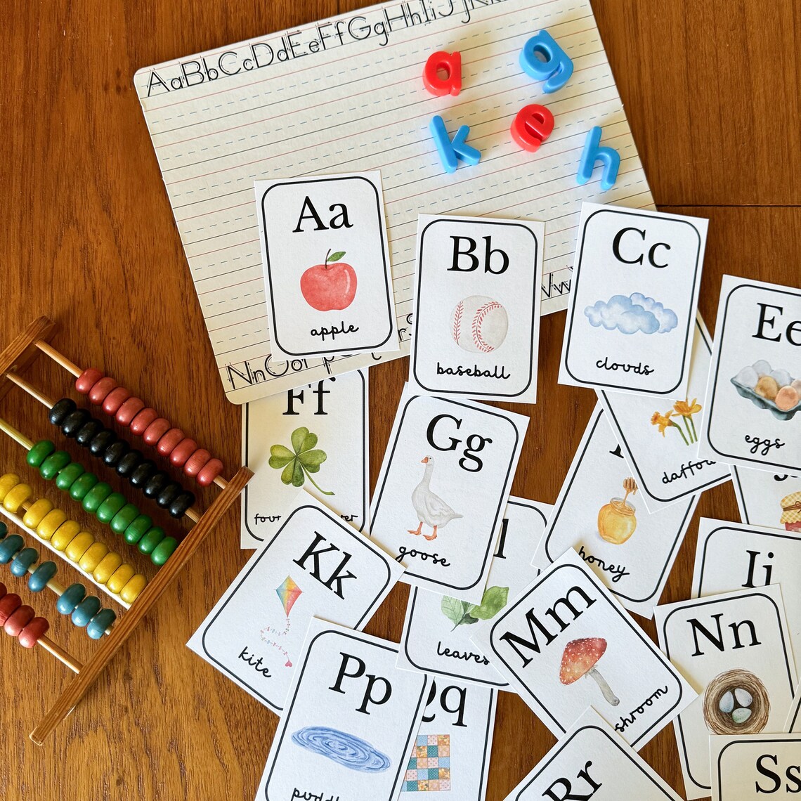 Watercolor Alphabet Cards for Classroom | Watercolor Alphabet Flash ...