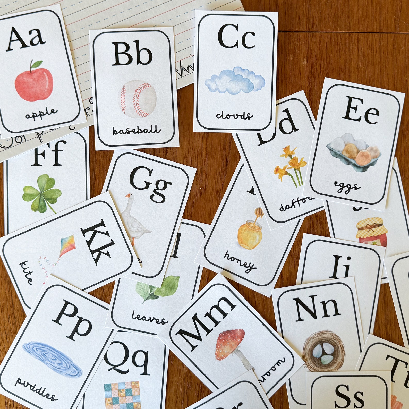 Watercolor Alphabet Cards for Classroom | Watercolor Alphabet Flash ...