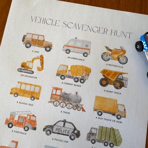 Vehicle Scavenger Hunt Printable - Etsy