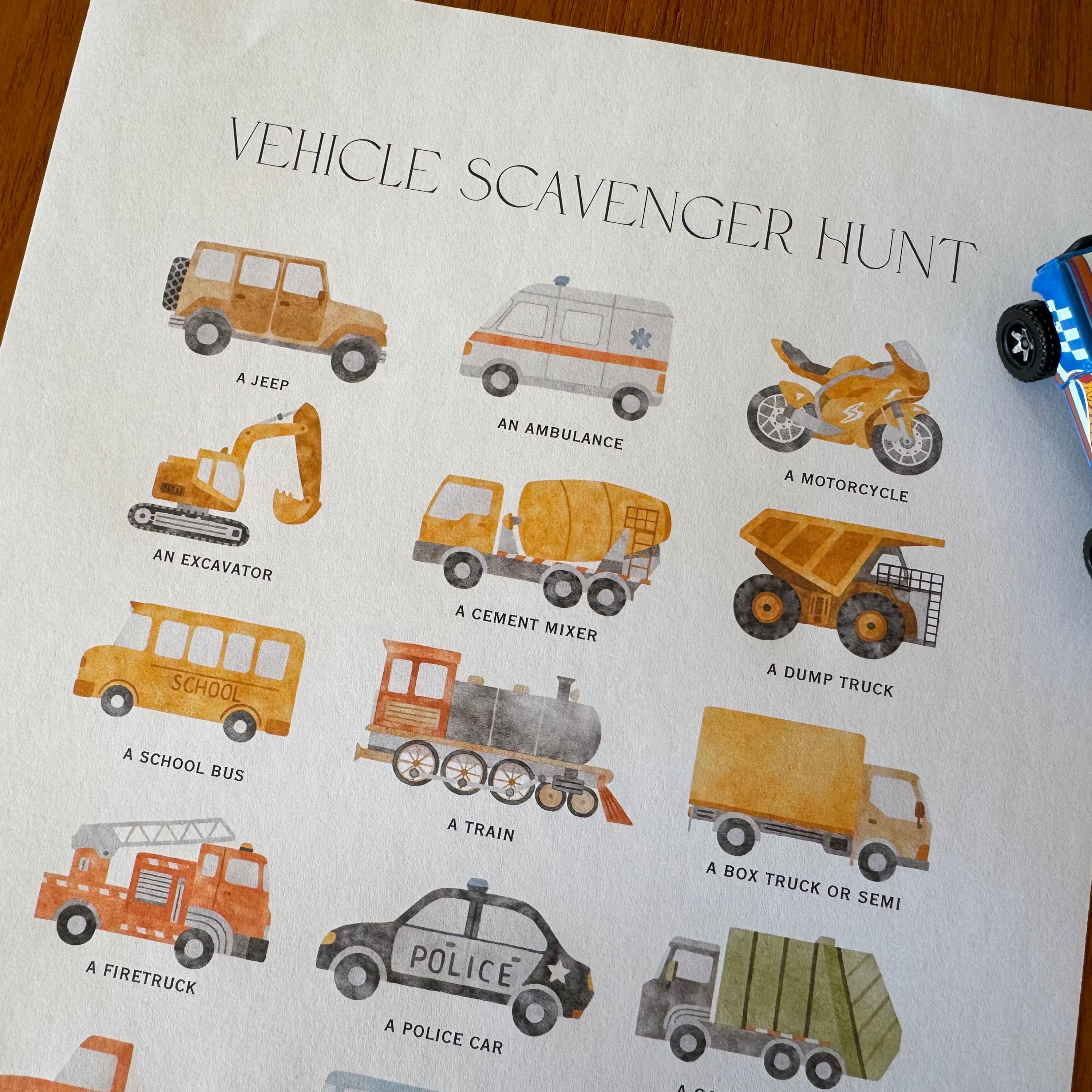 Vehicle Scavenger Hunt Printable - Etsy