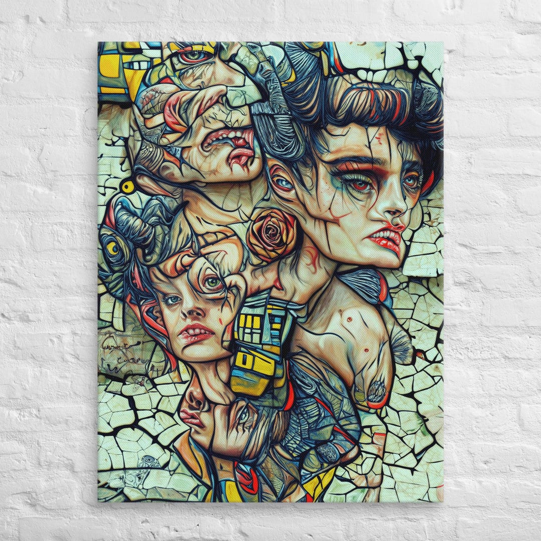 Surreal Fragmented Human Face Wall Art, Emotional Abstract Sculpture ...