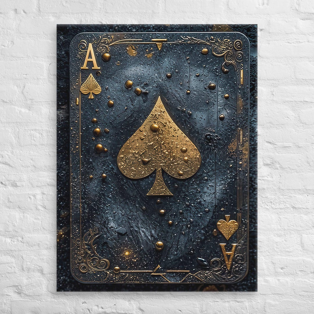 Golden Ace of Spades Wall Art | Luxury Playing Card Canvas Print ...