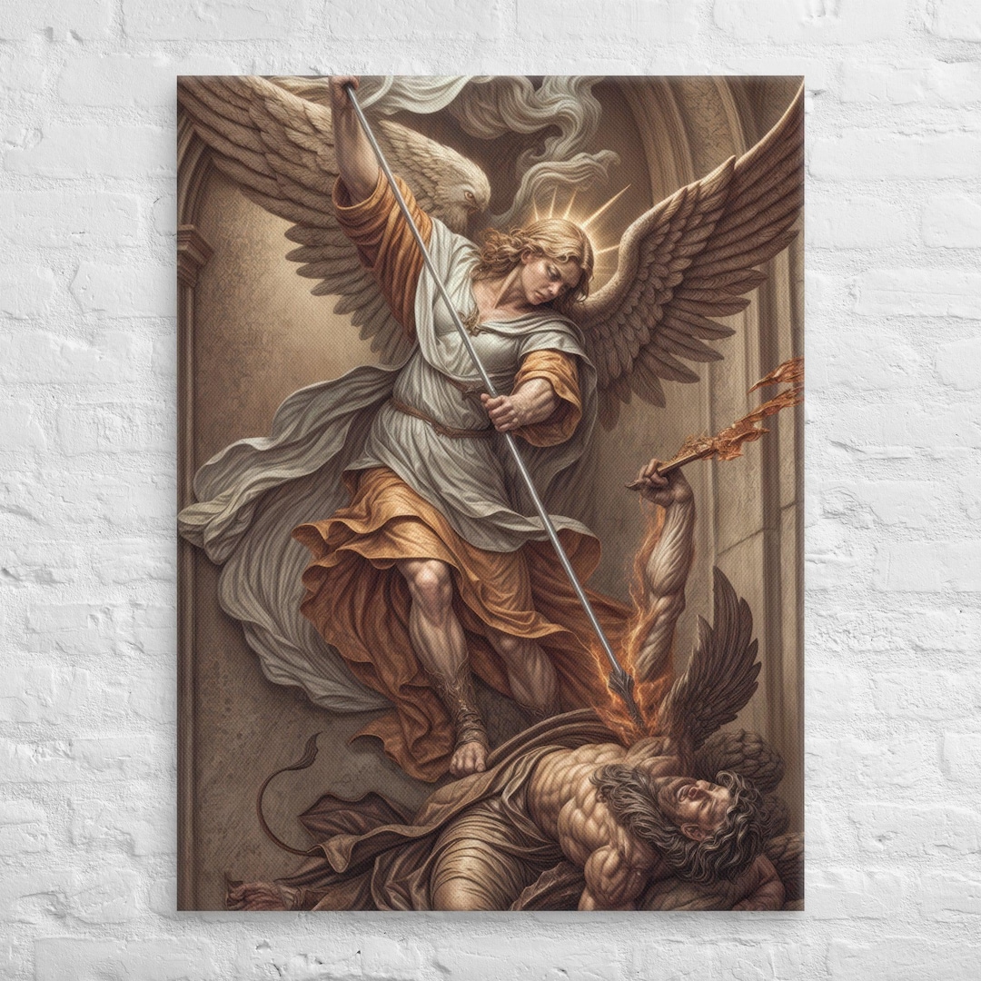 Angel Vs Demon Painting, Epic Wall Art for Living Room, Fantasy Battle ...